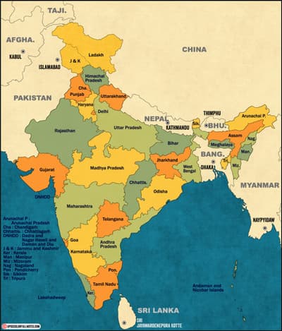 Discover Neighbouring Countries Of India On Map - Ultra HD - UPSC ...